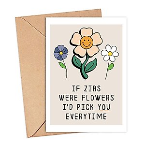 YoungGift If Zias Were Flowers I'd Pick You Everytime - Zia Birthday Card - Mother's Day Card For Zia - Flower Card - Gift For Zia - Thank You Card For Your Zia
