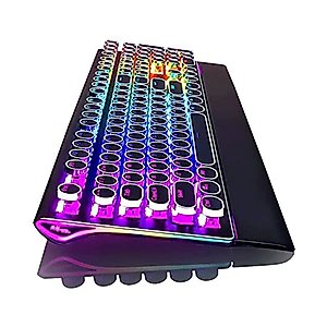 MZLXDEDIAN Gaming Keyboard, RGB Backlit Keys, Spill-Resistant, Customizable Dedicated Multi-Media Gold