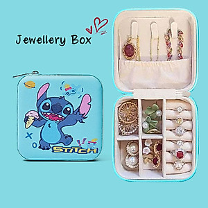 Mrdyuj Travel Jewelry Box, Cute Mini Travel Jewelry Case, Portable Jewellery Storage Holder for Earrings Necklace Rings (Blue)