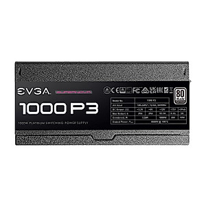 EVGA Supernova 1000 P3, 80 Plus Platinum 1000W, Fully Modular, Eco Mode with FDB Fan, Includes Power ON Self Tester, Compact 180mm Size, Power Supply 220-P3-1000-X1