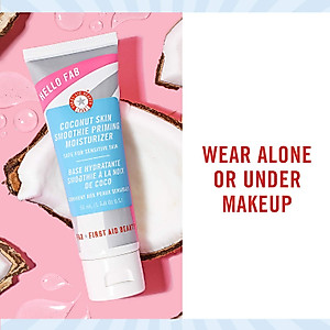First Aid Beauty Hello FAB Coconut Skin Smoothie Priming Moisturizer, 2-in-1 Moisturizer and Makeup Primer – 1.7 Oz.