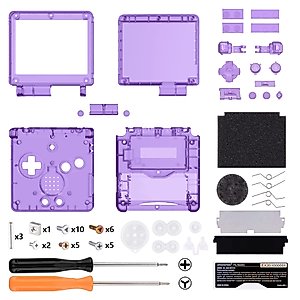 IPS Ready Upgraded eXtremeRate Clear Atomic Purple Custom Replacement Housing Shell for Gameboy Advance SP GBA SP – Compatible with Both IPS & Standard LCD – Console & Screen NOT Included