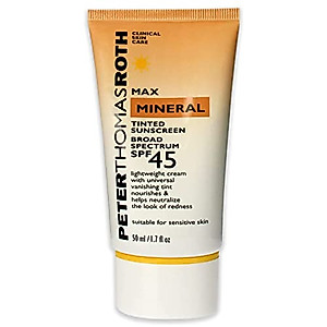 Peter Thomas Roth | Max Mineral Tinted Sunscreen Broad Spectrum SPF 45 | Tinted Moisturizer with SPF, Water-Resistant Mineral Sunscreen For Sensitive Skin, 1.7 Fl Oz. (Pack of 1)
