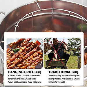 RIIGOOG Large Portable Charcoal Grills, Stainless Charcoal BBQ Grill Barrel 360° Smokeless Outdoor Barbecue Grill for Travel, Outdoor Cooking and BBQ, Camping Grill Picnic Patio Backyard