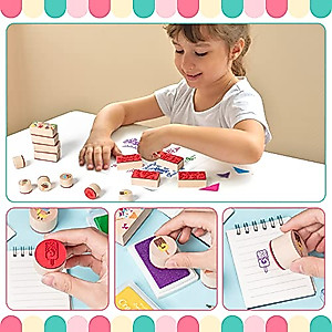 15Pcs Summer Ice-Cream Wooden Rubber Stamps for Crafting, Wood Rubber Stamp for Scrapbooking DIY Craft Card Stamps Pads Decorative Rubber Stamps Ink Pads for Kids Stamps Birthday Gift Card Making Kit