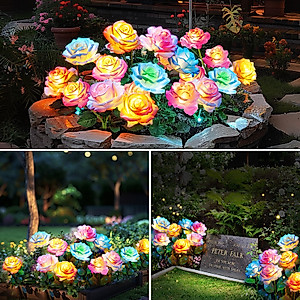Solar Lights Outdoor Waterproof for Garden Decor, 4 Pack Solar Garden Lights for Outside, Outdoor Solar Lights for Yard with Solar Flowers Lights, Solar Powered Yard Decorations Outdoor