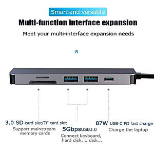 SLSFJLKJ USB HUB C Adapter 6 in 1 USB C to USB 3.0 HDMI-Compatible Dock USB-C Type C 3.0 Splitter