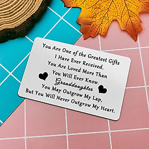 Heigebi Granddaughter Gifts from Grandma and Grandpa To My Granddaughter Gift Cards for Granddaughter Great Granddaughter Birthday Card Laser Wallet Card Love Note Insert Card Gift for Granddaughter