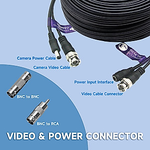 Anlink 4 Pack 100Ft/30M 4K 8MP 5MP All-in-One BNC Video Power Cable, BNC Extension Surveillance Camera Wires for CCTV Camera DVR Systems (8pcs BNC Connectors, 100pcs Cable Clips Included)