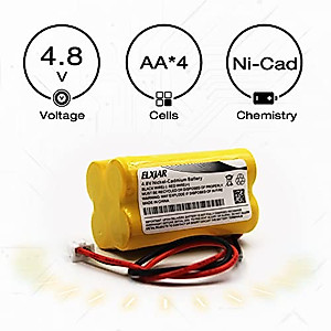 (4-Pack) 4.8V 700mAh BL93NC487 Ni-CD Battery Replacement for Emergi-Lite BL93NC487, Exit Light Co BAA-48R BAA48R, Interstate NIC0186, Dantona Custom-43 Custom43, OSI OSA-126 OSA126 BL93NC484 BL93NC485