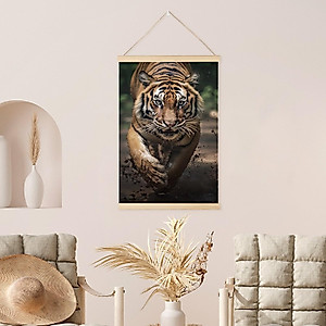 Tiger Magnetic Hanger Poster, 16x24 Inch King of The Forest Tiger Canvas Painting, Lightweight Wooden Magnet Frame for Poster, Prints, Photos, Maps, Oil Painting And Canvas Artwork
