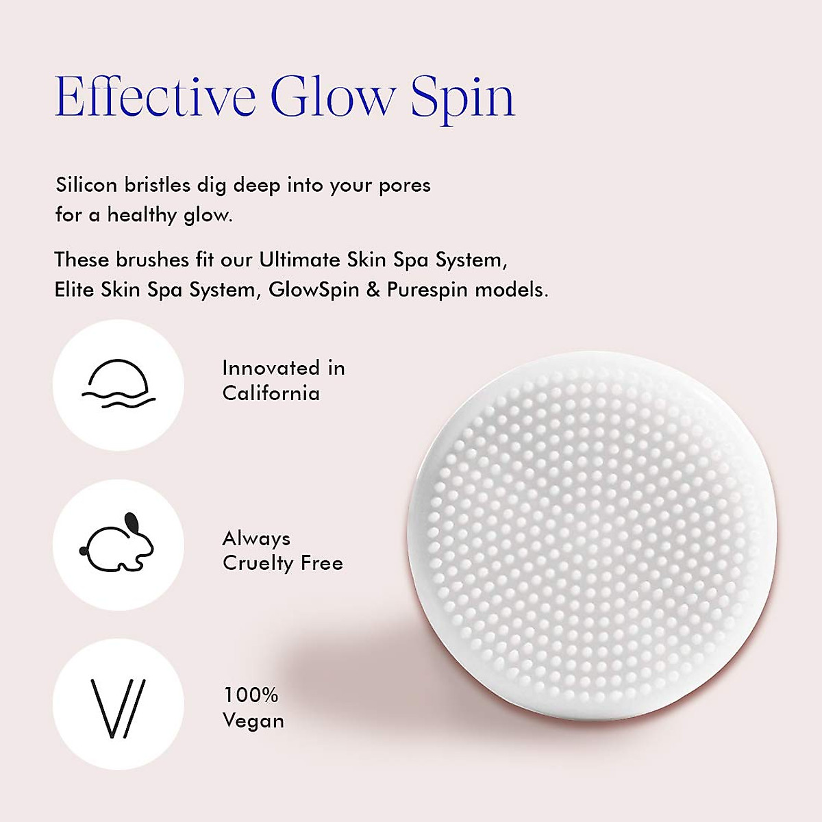 Vanity Planet Replacement Silicon Facial Brush Head compatible with Ultimate Skin Spa & GlowSpin, Water Resistant, Quick-Drying