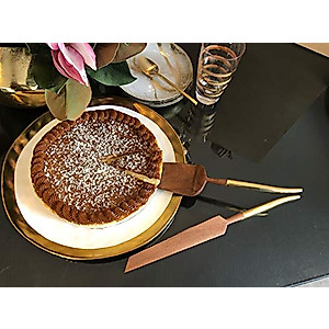 Wedding Cake Knife and Server Set, Wooden Cake Servers With Gold Handle, Ideal for Weddings, Party's, And Elegant events