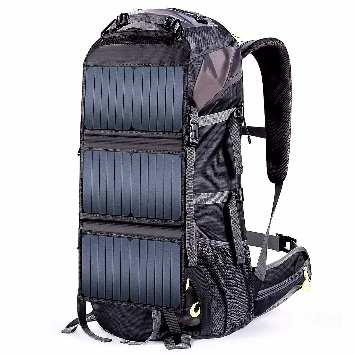 ECEEN External Frame Hiking Backpack 68L with 20 Watts Solar Charger Panel Survival Backpack