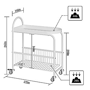 AEPOALUA Bar Cart, Mini Bar Cartwith Magazine Holder, Modern Two Tier Silver Bar Cart for Bedroom,Bathroom, Kitchen,Indoor, Patio White