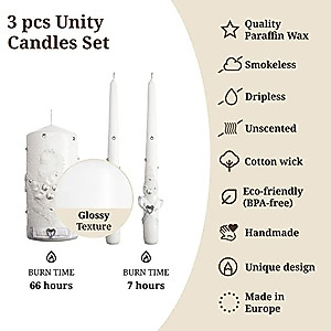 Unity Candles for Wedding Ceremony Set of 3 - Unity Decorative Wedding Candle - 6" Pillar and 2 10" Tapers Candles - Ceremonial Candles Wedding Table Centerpiece - Velas Decorativas para Boda