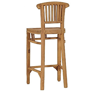 vidaXL Solid Teak Wood Bar Stool - Scandinavian-Style Indoor/Outdoor Seating Ideal for Kitchen, Dining Room and Garden Area - Durable Weather Resistant Finish