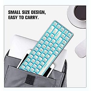 Keyboard and Mouse Gaming Set, 68 Keys Blue Switch 60% Mini Blue Backlit Mechanical Keyboard White, 6400DPI 7 Buttons Lightweight Programmable Mouse Green, USB Wired, Compatible with Windows Mac PS4