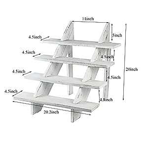 woodsky White 4-Tier Retail Display Tables Wooden Stand with Portable Shelves for Products Display Craft Show Rack for Tabletop, Countertop, Farmers Market, Tradeshows, Vendor Riser