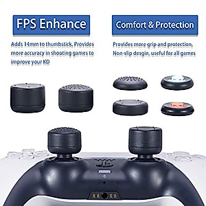 9CDeer 1 Piece of Silicone Transfer Print Protective Cover Skin + 10 Thumb Grips for Playstation 5 / PS5 / Dualsense Controller Foliage Red