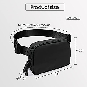 AslabCrew 2-Way Zipper Unisex Belt Bag with Adjustable Strap Fanny Packs Mini Waist Pouch for Outdoor Hiking Running Travel, Black