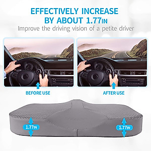 LARROUS Car Seat Cushion - Comfort Memory Foam Seat Cushion for Car Seat Driver, Tailbone (Coccyx) Pain Relief, Car Seat Cushions for Driving (Gray)