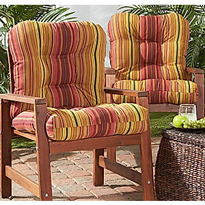 Greendale Home Fashions Outdoor Seat/Back Chair Cushion, 2 Count (Pack of 1), Cinnamon Stripe
