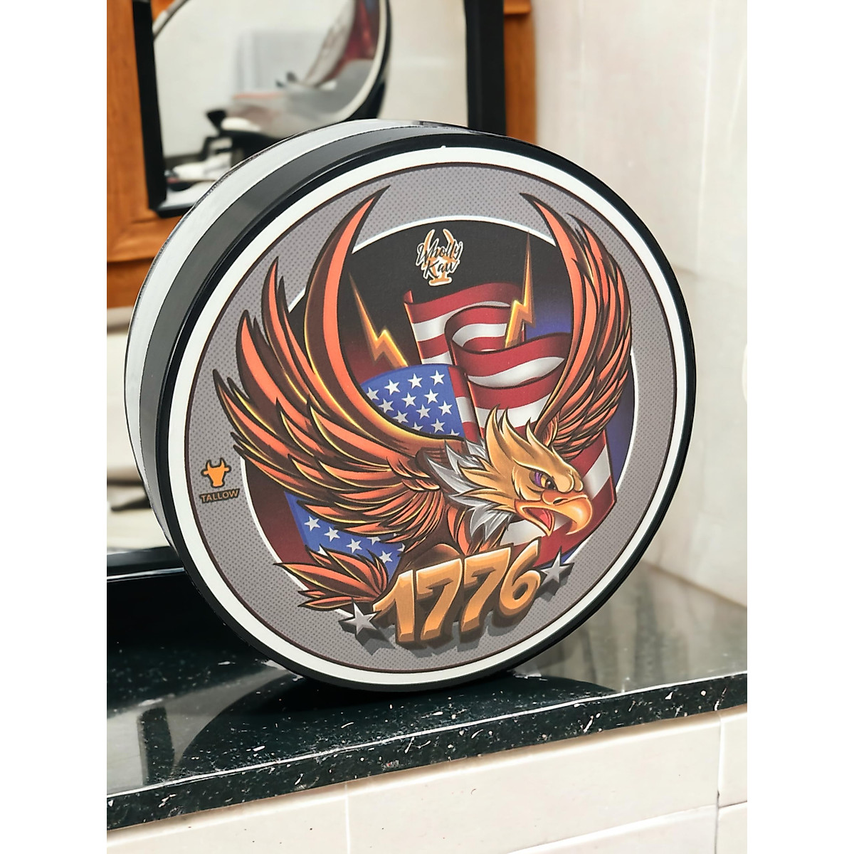 1776 Shaving Soap. Donkey Milk, Water Buffalo Milk, Whey Proteins, Tallow, Hops Extract. Osmanthus, Benzoin, Labdanum, Grapefruit, Artemisia, Tarragon, Patchouli, Musk, Tonka Bean, Cedarwood