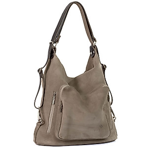 TimeStoryBag Women Leather Backpack/Purse - Handmade Convertible Hobo Shoulder Bag from Genuine Suede Leather