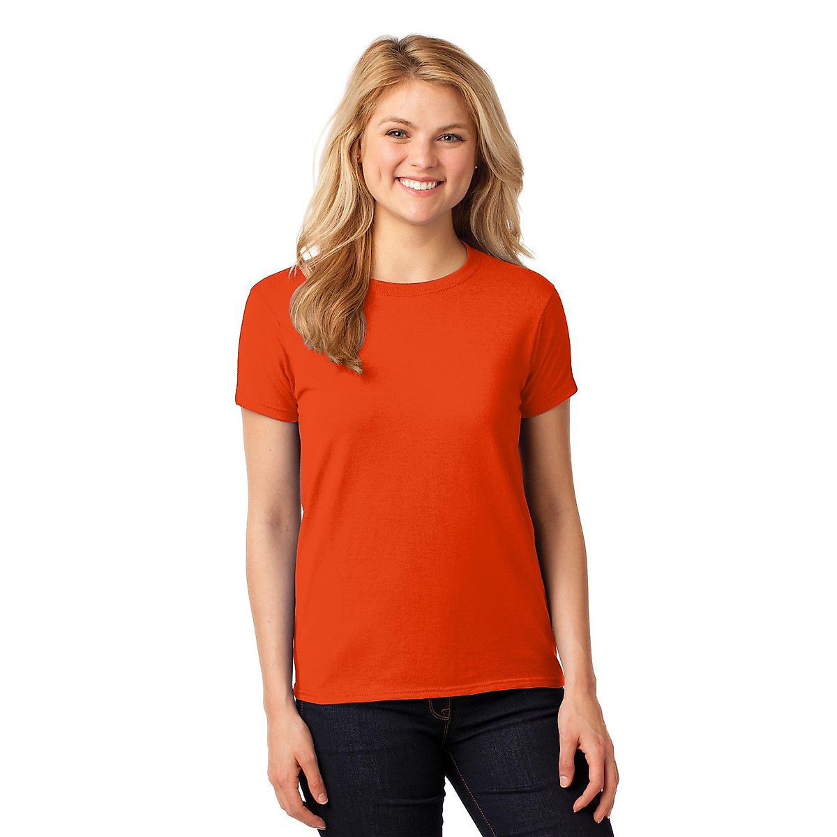 Gildan Women's Heavy Taped Neck Comfort Jersey T-Shirt, Orange, X-Large