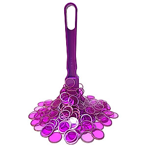 MR CHIPS Made in USA Bingo Magnetic Wand & ¾ Inch Purple Plastic Chips with Metal Rings - 100 Upgraded Pieces Bingo Chips Magnetic, Support American Jobs