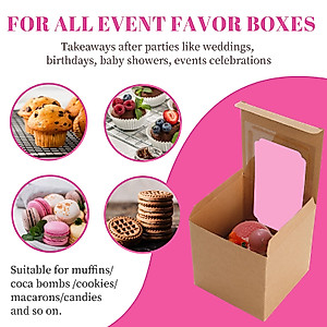 NPLUX 50 Pcs Cupcake Boxes Individual Cupcake Containers Pre-Assembled Single Cupcake Boxes 3.5"x3.5"x3.5" with 50 Pcs Inserts for Cupcakes Muffins Party Favors(Brown)