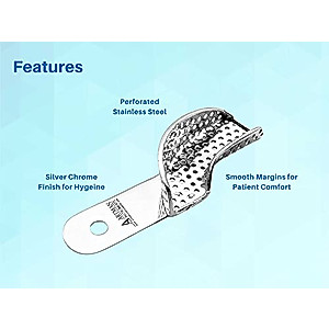 Dental Anti Gag Reflex Impression Trays Plasma Coated Perforated Stainless Steel Quick Cleaning Dentures Orthodontics by Artman Set of 5