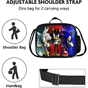 LMUCYISYIS Cartoon Lunch Bag, Anime the Hedgehog Insulated Lunch Box for Teens Students, Portable Large Capacity Bento Box for Boys Girls for Work Picnic School Travel (Cartoon 2)