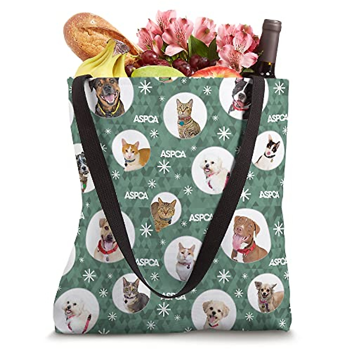 ASPCA Green Snowflake Tote Bag