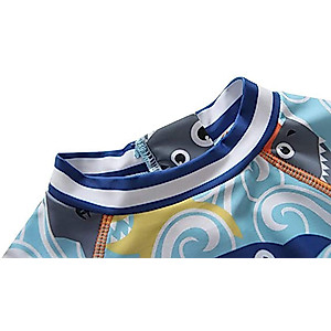 SWMSTUPF Baby Boys Toddlers Swimsuit One Piece Kids Zipper Bathing Suit Swimwear with Hat Rash Guard Surfing Suit UPF 50+（Blue,6-9Months）, 6-9 Months