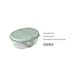 MEPAL, Duo-Salad Box with 2 Compartments for Food Storage, Plus a Detachable Mini Box, Portable, BPA Free, Nordic White, Holds 1900ml|64.2oz, 1 Count