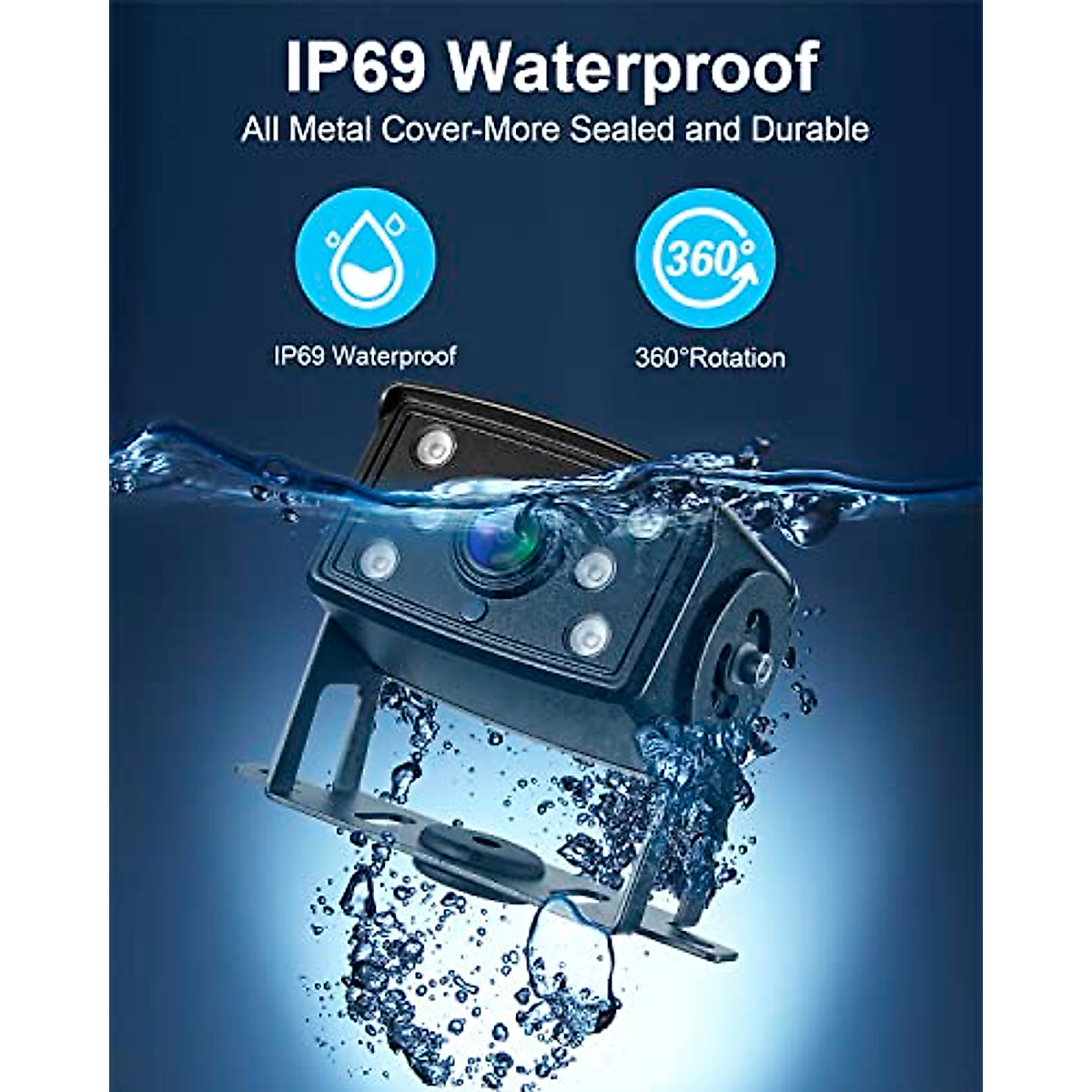 AHD 1080P RV Back Up Camera Systems for Truck, 7" IPS Monitor Vehicle Backup Cameras, IP69 Waterproof Rear View Camera IR Night Vision, Wire Reserve Camera for Van/Car/RV/Trailer/Camper