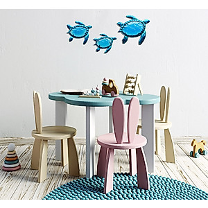 ShabbyDecor Coastal Ocean Sea Metal Turtle Hanging Wall Art Decor for Garden Patio Pool Outdoor or Indoor Set of 3