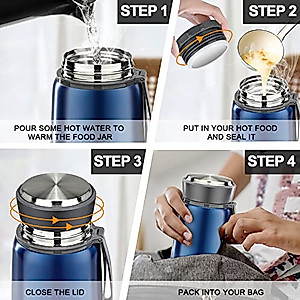 Soup Thermo Food Jar for Hot & Cold Food for Kids Adult, 32 oz Set Soup Thermo Hot Food Containers for Lunch, 2 Pack Insulated Food Jar with Spoon