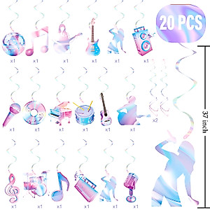 Music Singer Party Hanging Swirls Singer Birthday Party Decoration Popular Singer Themed Swirl Ceilings Pop Music Party Hanging Streamers for Girls Singer Theme Party Baby Shower Supplies