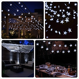 EEW 2-Pack 78ft 200 LED Solar Star String Lights Outdoor, Upgraded Waterproof 8 Modes Solar Christmas Lights Outdoor Indoor for Home Party Tree Ramadan Decorations (Cool White)