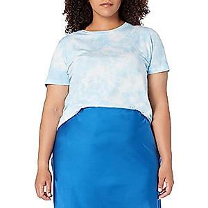 The Drop Women's Courtney Short Sleeve Tiny Crew Neck Jersey T-Shirt Shirt, -Sky Blue Tie Dye, S