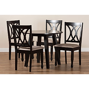 Baxton Studio Millie Modern and Contemporary Sand Fabric Upholstered and Dark Brown Finished Wood 5-Piece Dining Set