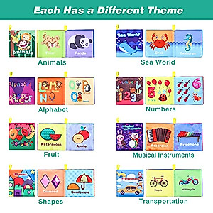 Baby Bath Books,Nontoxic Fabric Soft Baby Cloth Books,Early Education Toys,Waterproof Baby Books for Toddler, Infants Perfect Shower Toys,Kids Bath Toys Birthday Gift(Pack of 8)