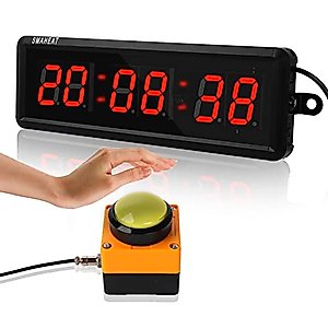 SMAHEAT Fitness Timer with Stopwatch Button, Suitable for School/exam/Home Exercise/Gym/Gym SMAHEAT Electronic Fitness Timer (1.5 inch six-Digit All-red)