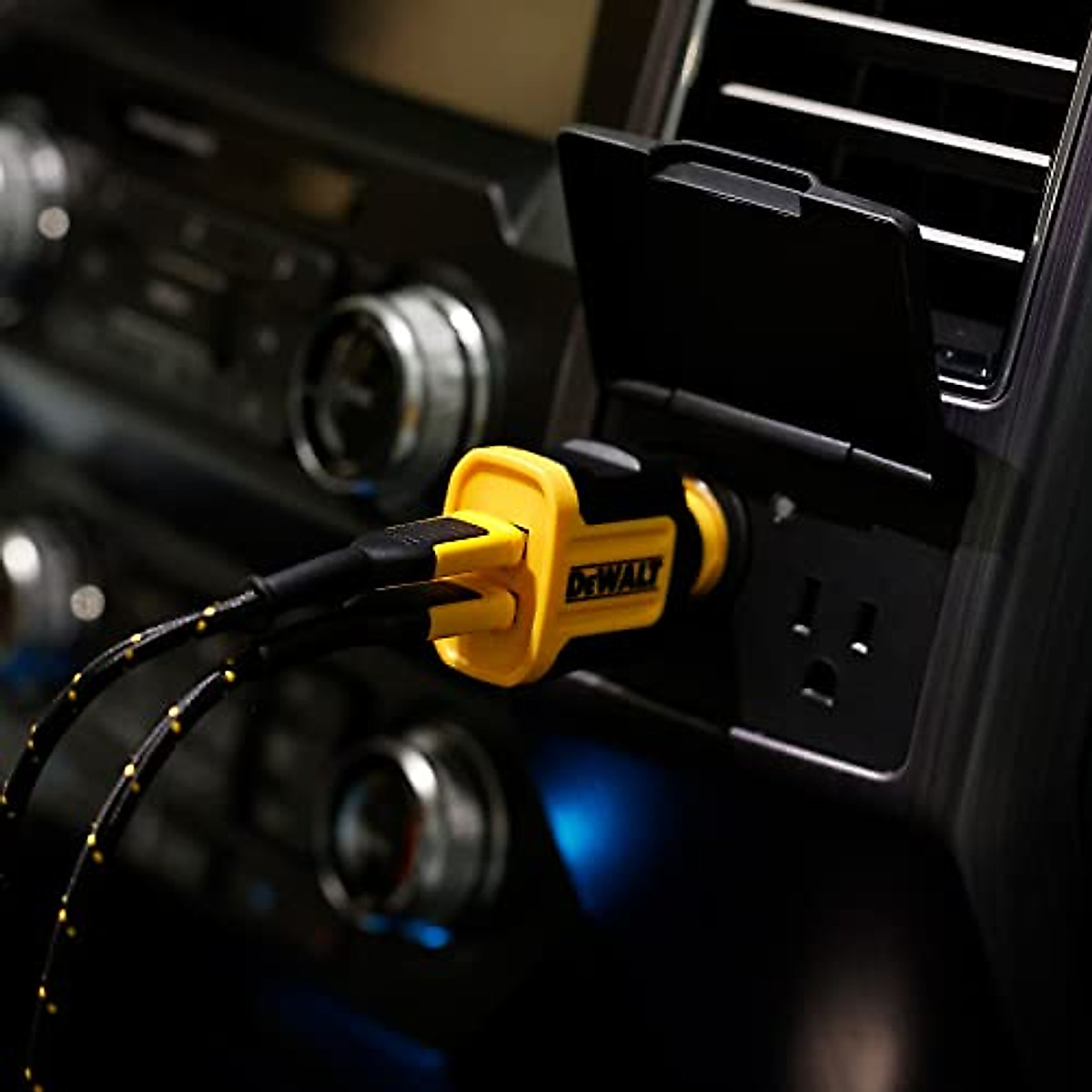 DEWALT 2-Port USB Car Charger — 24W Fast Charge Dual Port USB-A for iPhone 14 13 12 11 Pro Max X XR XS 8 Plus 6s iPad — Compatible with Samsung Galaxy S22 S21 S10 Plus S7 GPS