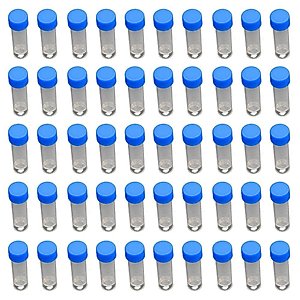 50 Pieces 5ml Clear Plastic Graduated Vial Tube with Blue Screw Caps Cold Storage Plastic Storage Container Test Tubes Plastic Centrifuge Tubes Conical Bottom Standing Plastic Vial
