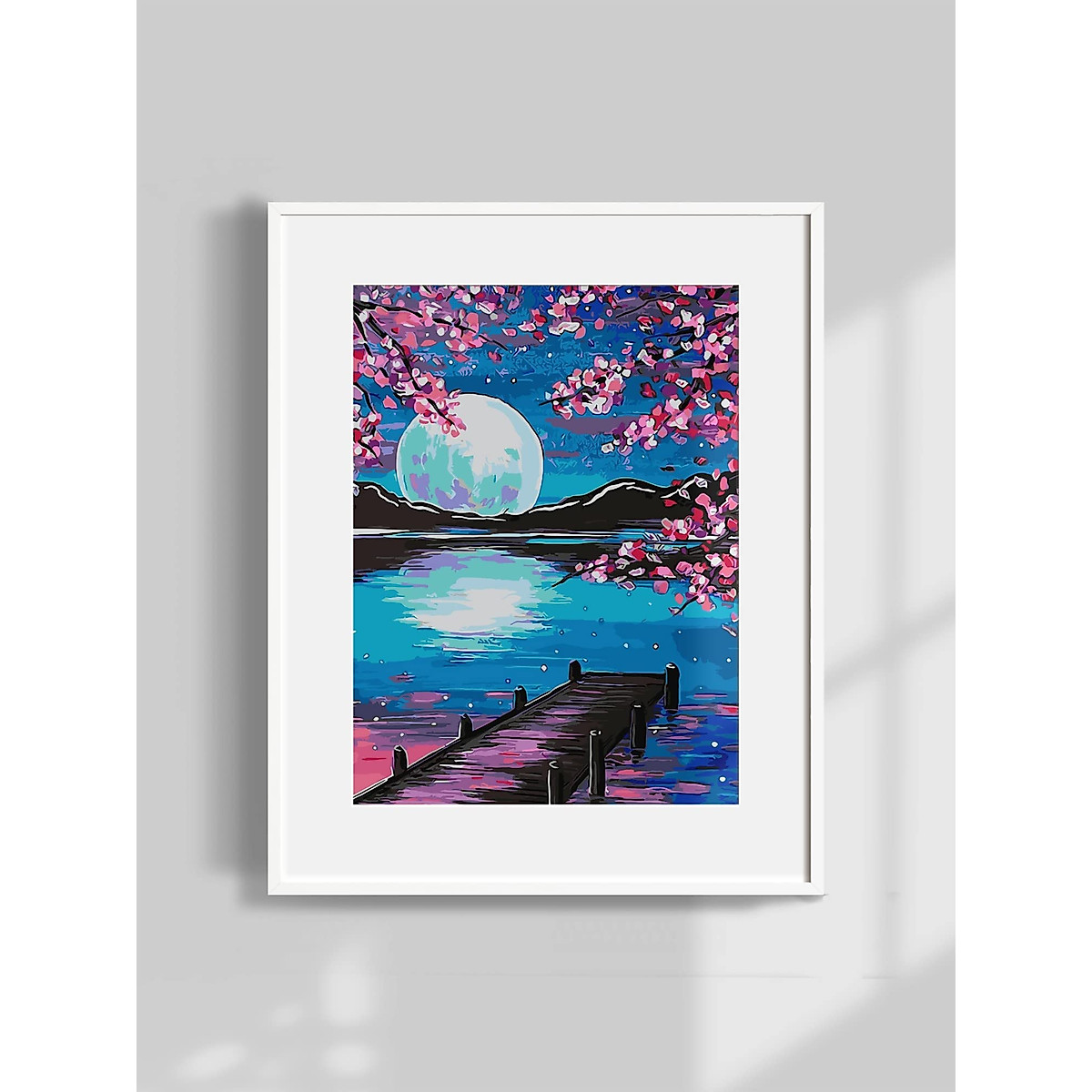 SYNHOK Paint by Numbers for Adults and Kids Beginner, DIY Acrylic Painting Kit for Room Decor,Ideal gift16*20inch,Without Frame,Moon Night