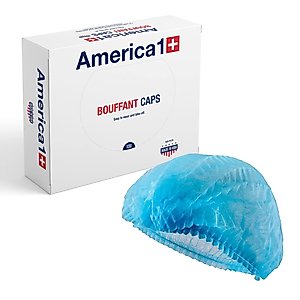 America 1 Disposable Bouffant Hair Caps | Surgical Cap Bulk Pack of 100 | Large 24 Inch Hair Nets for Medical, Hospital, Food, Electronic Industry Personnel